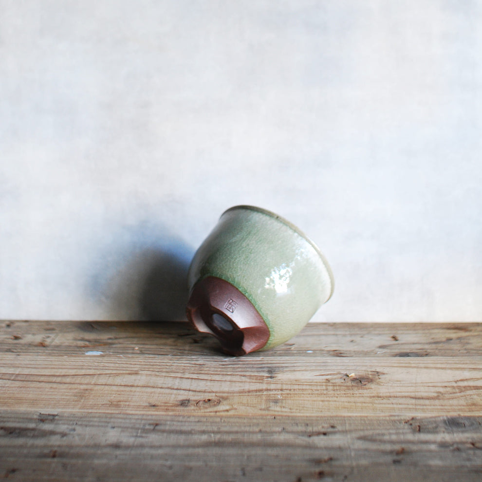 伝市鉢 コウロ型（サクラソウ型） 自然釉（土灰釉）4号 – linkplants -リンクプランツ-